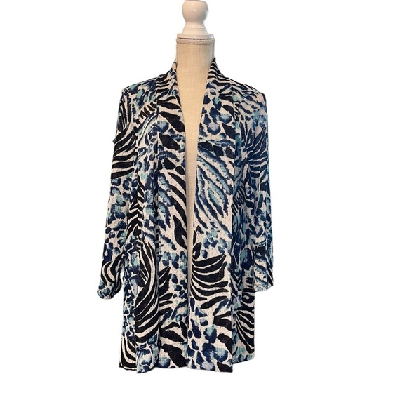 Ali Miles | Sweaters | Ali Miles Womens Sz Lg Blue Black Semi Sheer ...